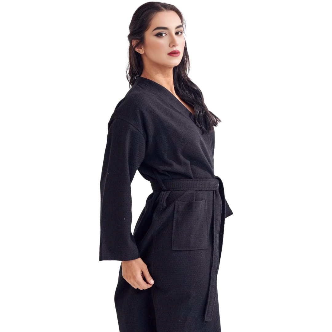 Eider & Ivory™ Farlane 100% Cotton Waffle Ankle Bathrobe with Pockets ...