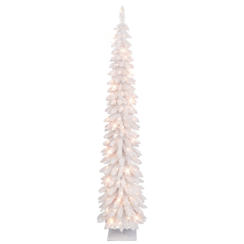 The Holiday Aisle® Gualberto 7' H Slender White Pine Christmas Tree ...