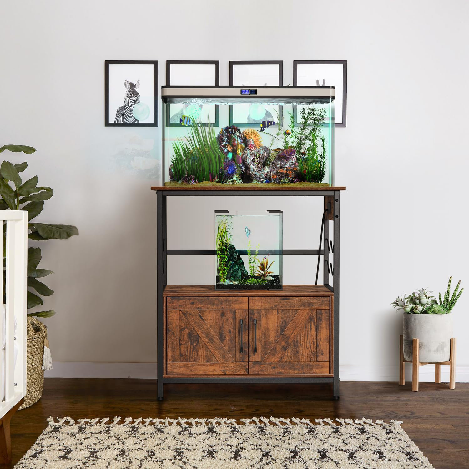 Archie & Oscar™ Fish Tank Stand With Cabinet, Rustic Brown | Wayfair
