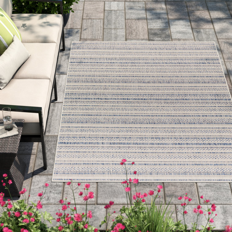 The Twillery Co.® Mendota Bellino Striped Oatmeal Indoor/Outdoor Area ...