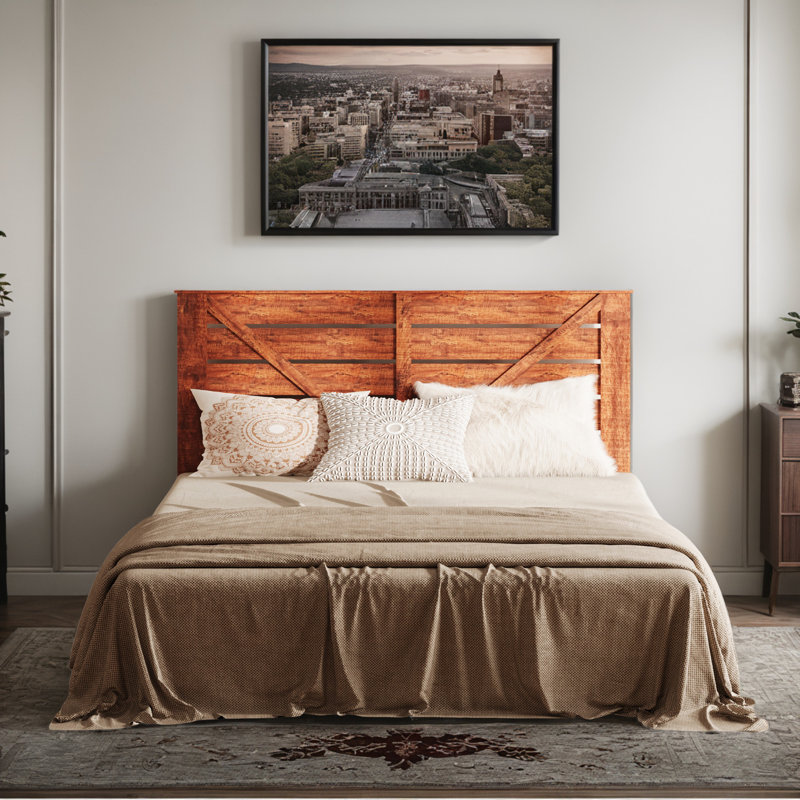 Gracie Oaks Queen Bed Frame with Headboard and Footboard, Brown | Wayfair