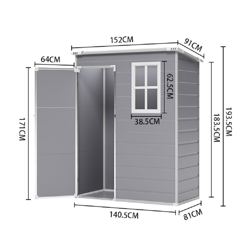 Garten Living Azarius 5 ft. W x 3 ft. D Plastic Pent Tool Shed ...