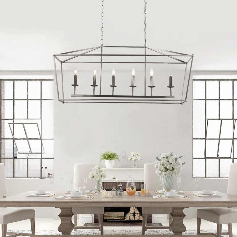 Gracie Oaks 6 - Light Square/Rectangle Linear Pendant | Wayfair