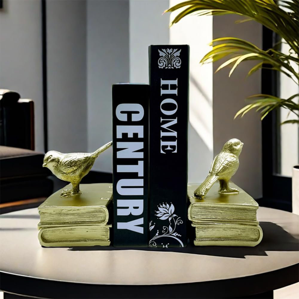 AMIPOR Home Decorative Gold Birds & Books Vintage Design Resin ...
