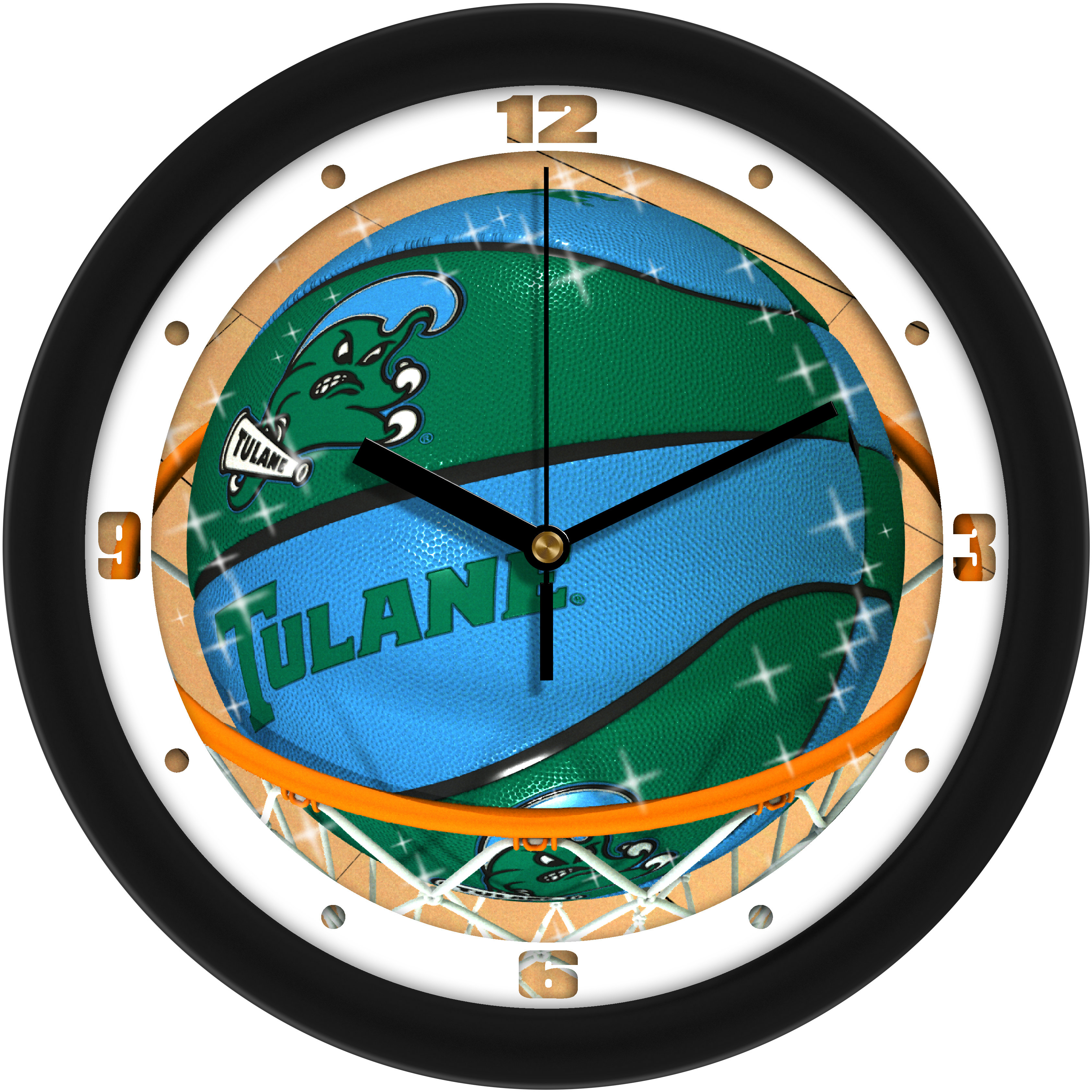 Sun Time Tulane University Green Wave Basketball Wall Clock | Wayfair