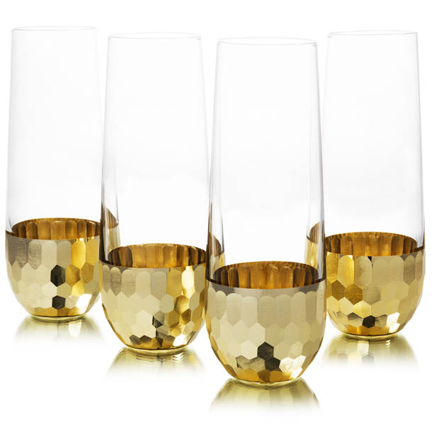 Mercer41 Gerelene 4 - Piece 9oz. Glass Flute Glassware Set & Reviews ...