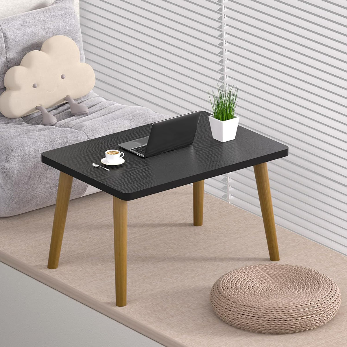George Oliver Small Coffee Table For Small Space, Low Table, Floor ...