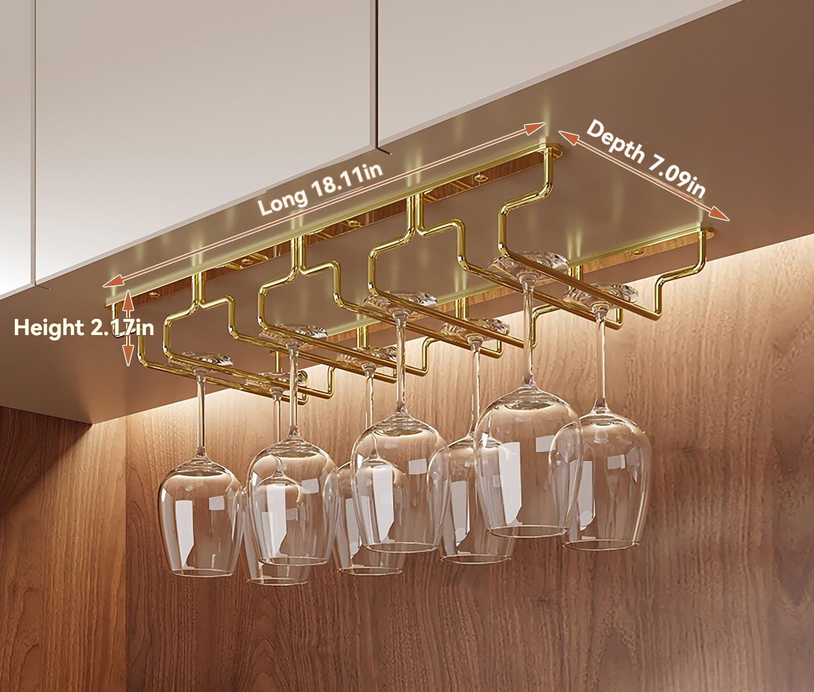 Mercer41 Elegant Stainless Steel Wine Glass Rack - Upside-Down Hanging ...