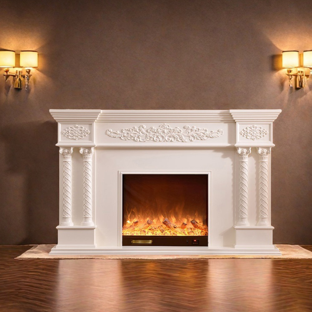 Elegant Home Furnishings.s Elegant carved Roman column fireplace ...