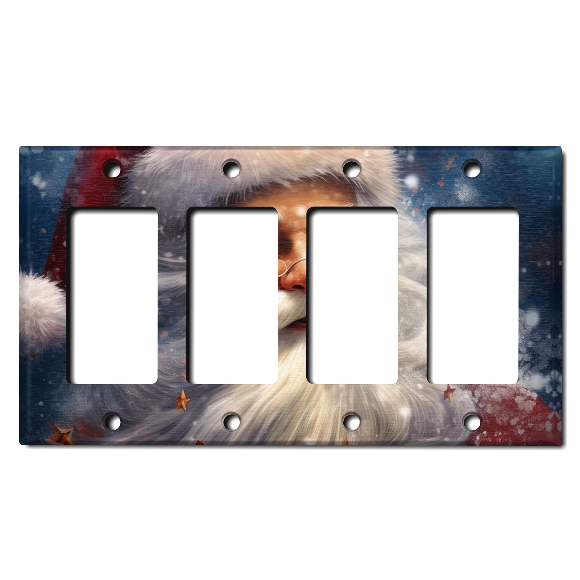 WorldAcc Christmas Santa Claus 4-Gang Toggle Light Switch Wall Plate ...