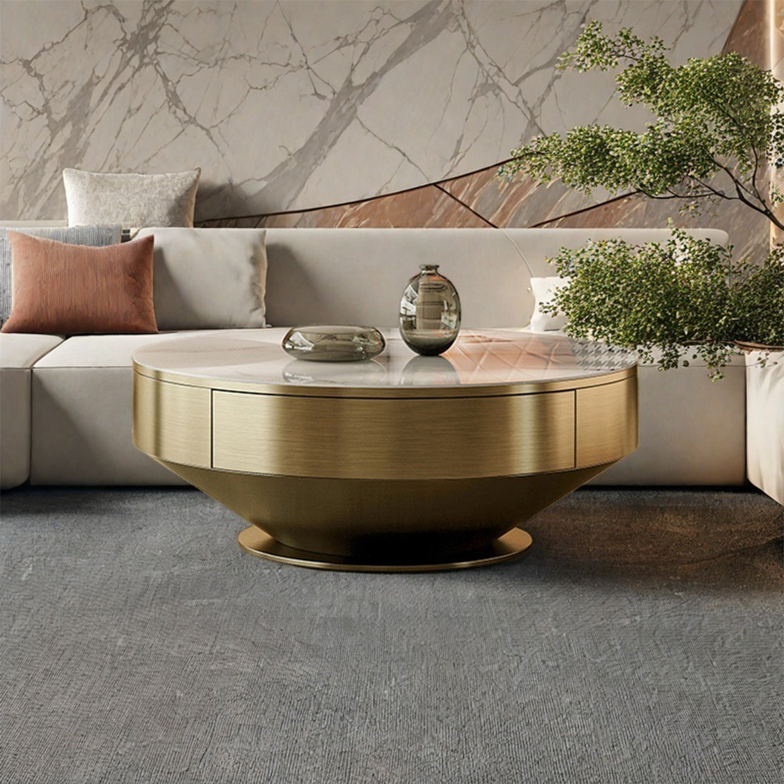 Trentastic Trails Light luxury modern round rock table | Wayfair