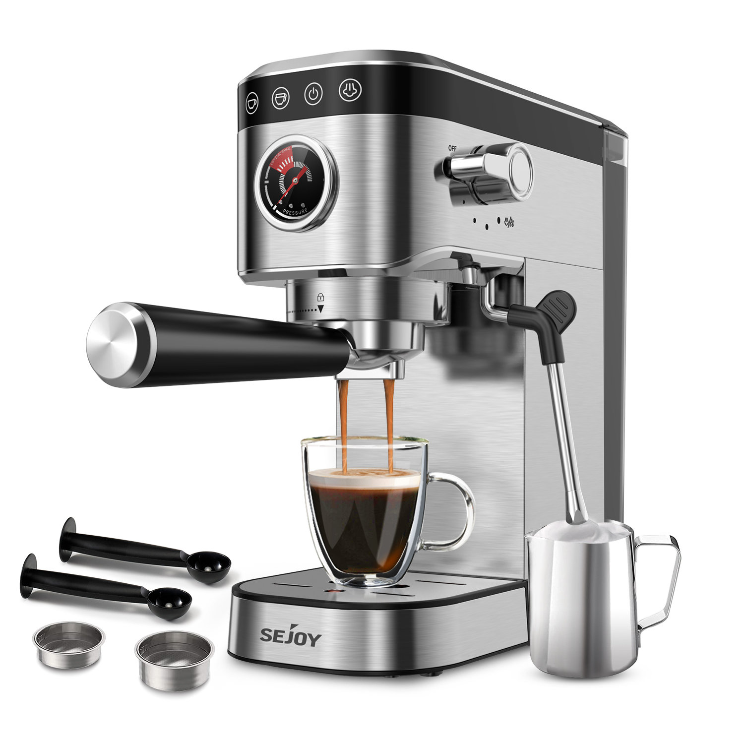 SEJOY Compact Espresso Machine, 20 Bar Coffee Maker with Milk Frother ...