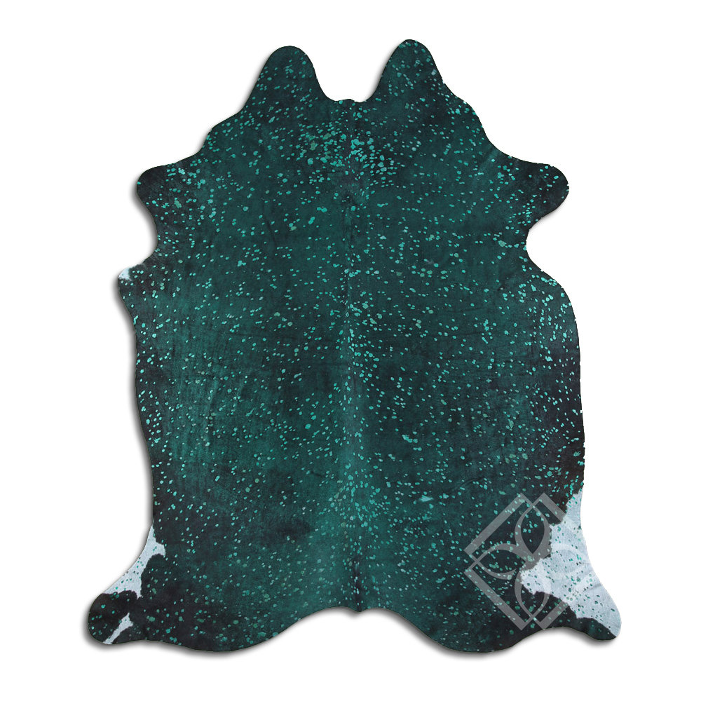 Bloomsbury Market Acid Washed Hair Handmade Cowhide Emerald Green Area ...