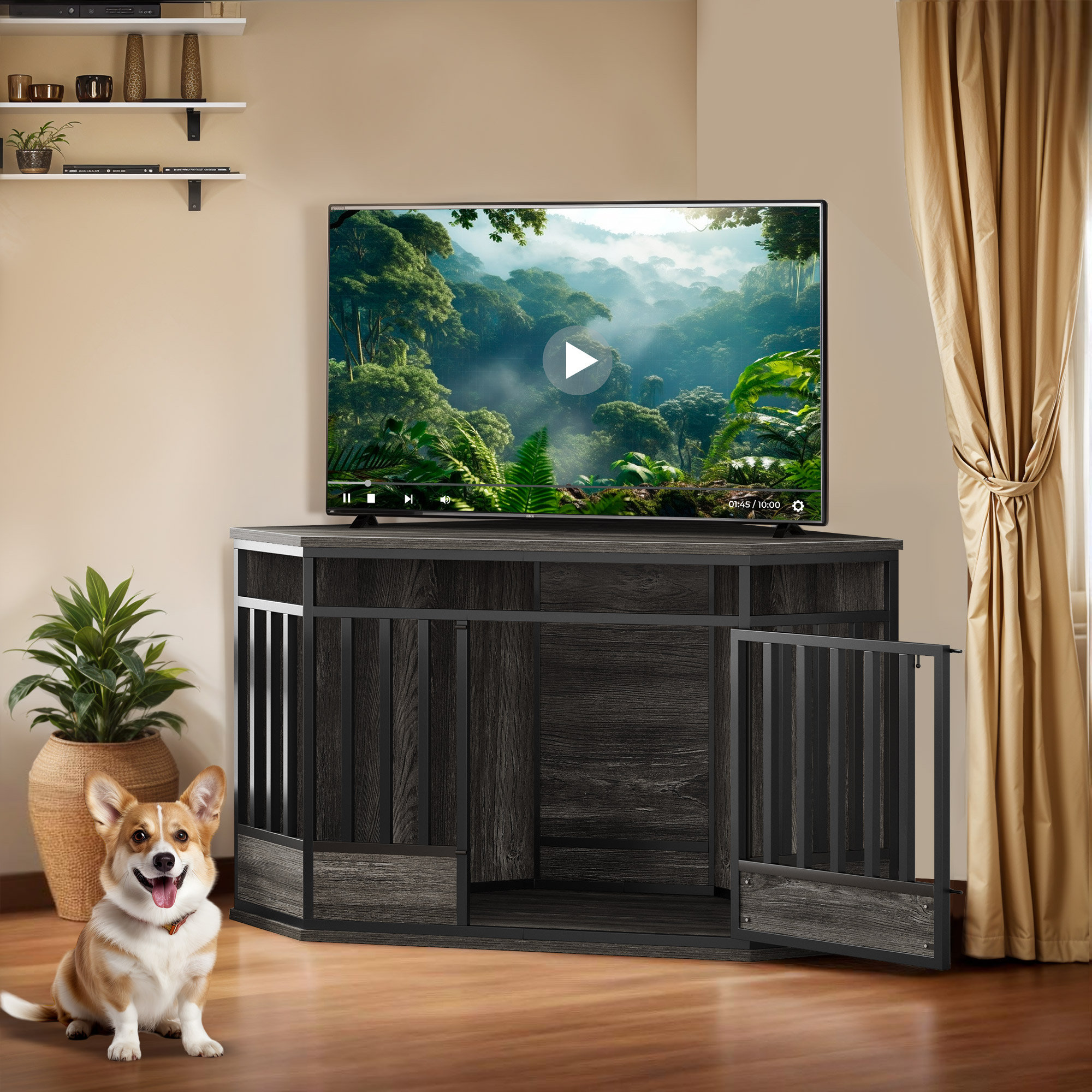 Tucker Murphy Pet™ Corner Dog Kennel Furniture, End Table for Small to ...