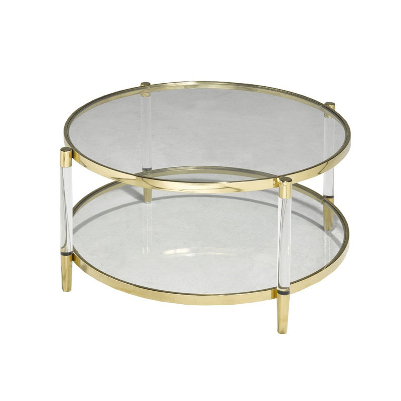 Brassex Emma Coffee Table, Acrylic/Gold | Wayfair