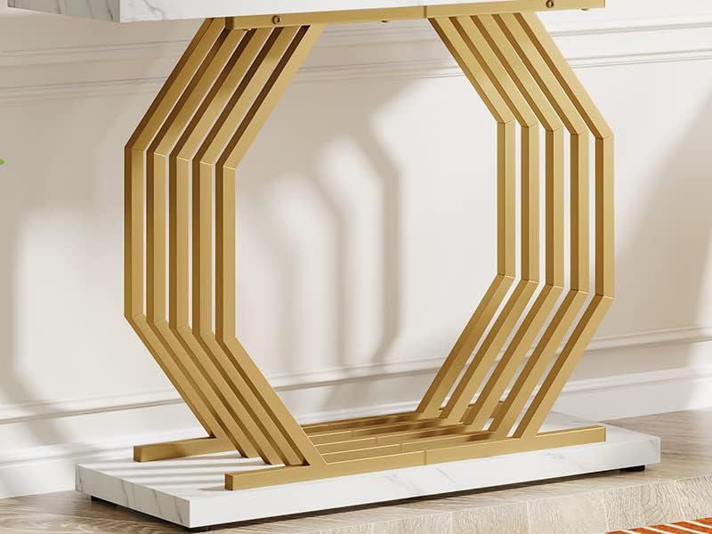 Mercer41 LITTLE TREE 40 Inch Gold Console Table Entryway Table Narrow ...