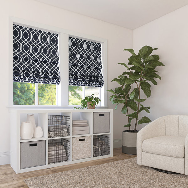 Sun Zero Detour Modern Trellis 100% Blackout Cordless Roman Shade ...