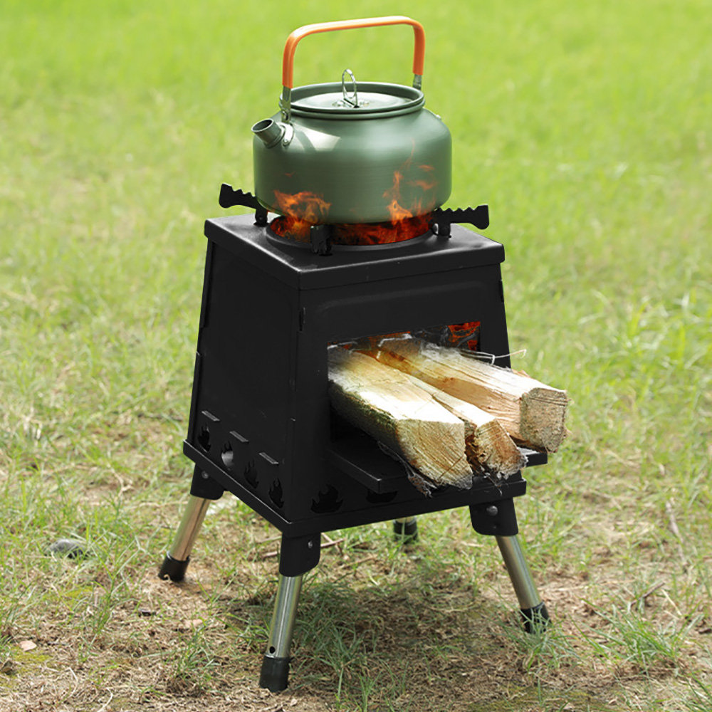 Timoau Wood Burning Camping Stove Portable Cast Iron Camping Stove ...