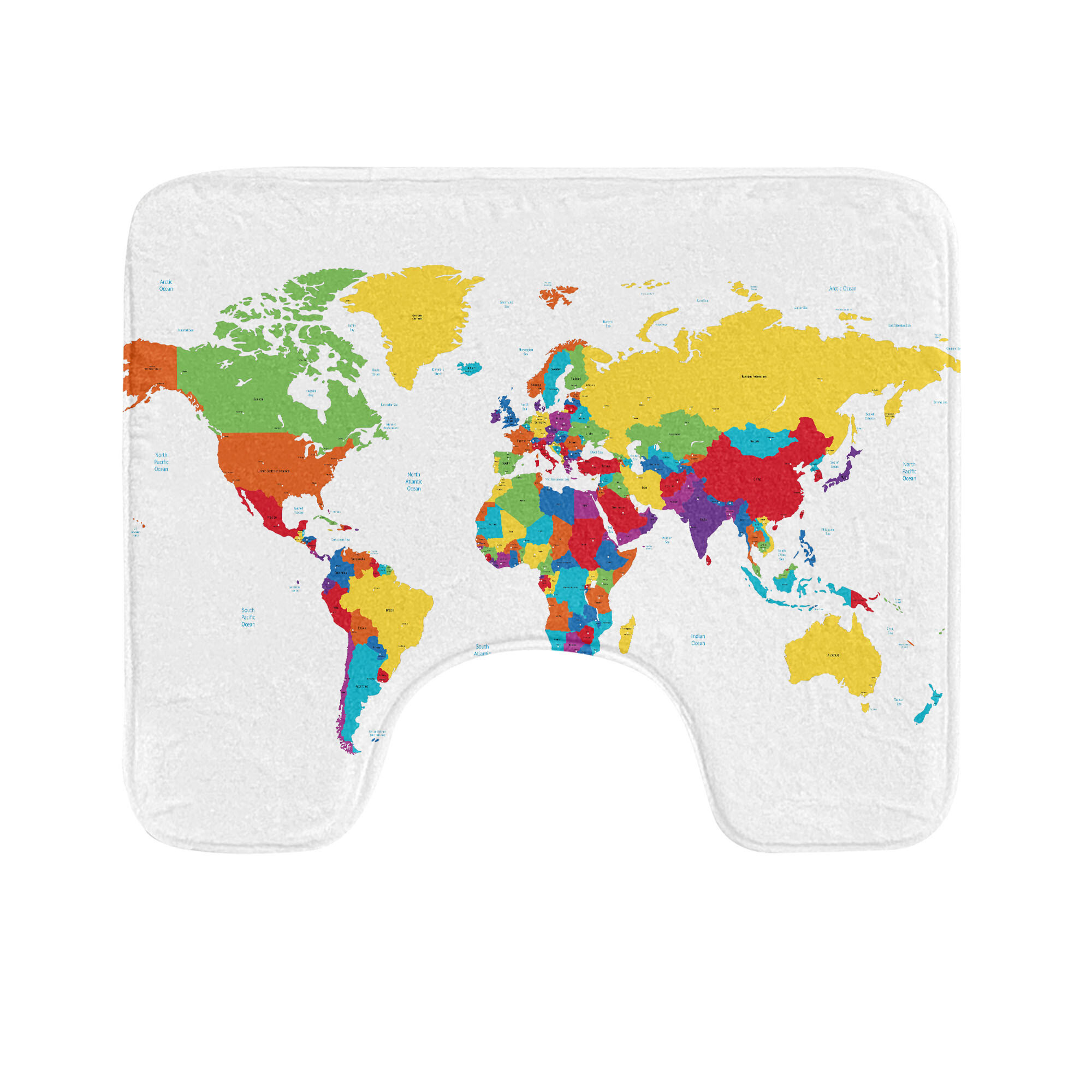 Dakota Fields World Map Toilet Mat U-Shape Bathroom Rug 20" Multicolor ...
