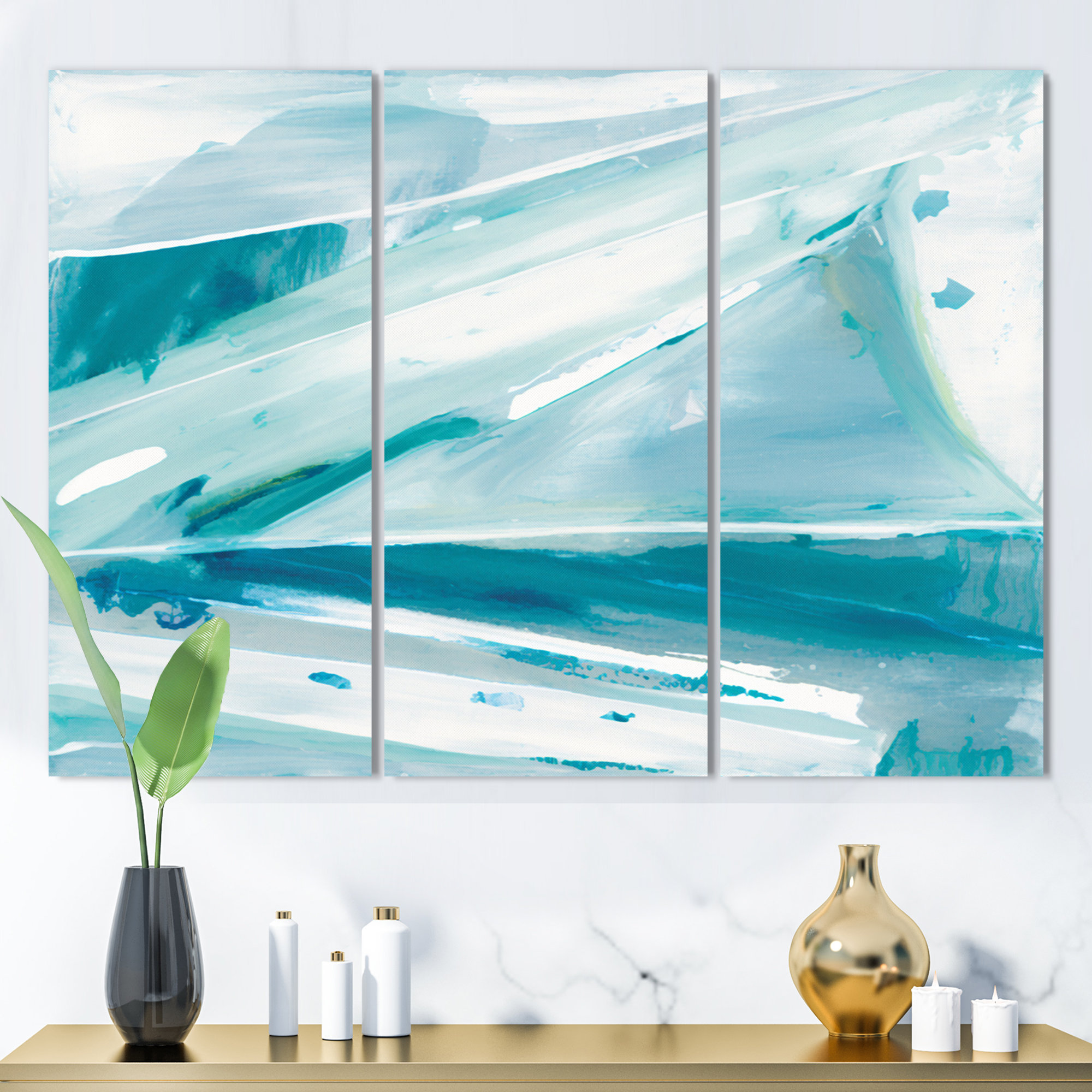 Ivy Bronx Deconstructed Iceberg II - Abstract Liquid Ink Canvas Wall ...