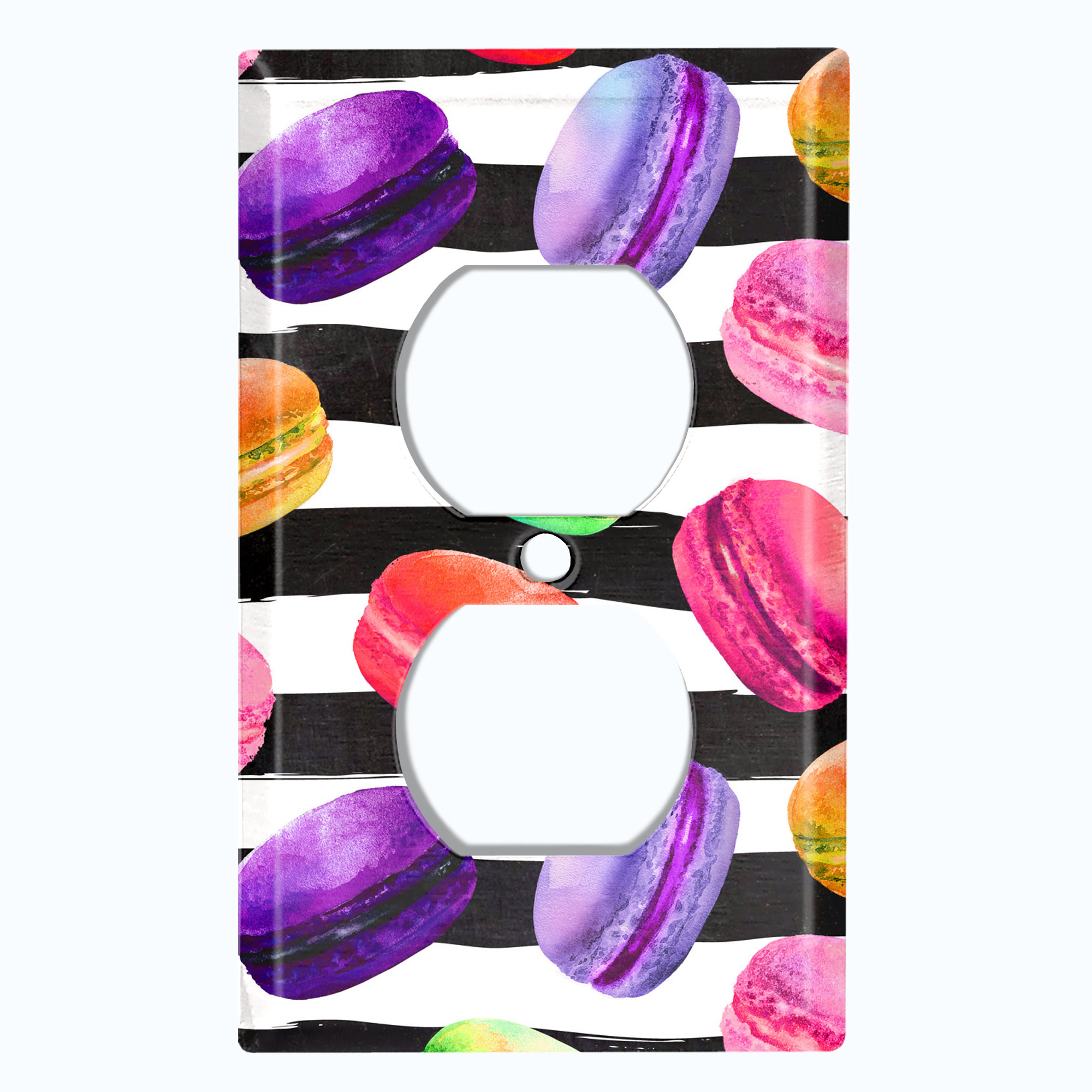 WorldAcc Colorful Macaron Treat Stripes 1-Gang Duplex Outlet Wall Plate ...