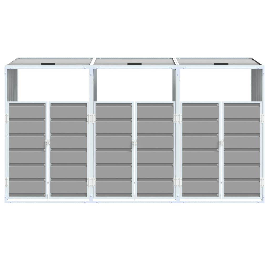 Vidaxl Wheelie Bin Storage For Triple Bins Gray 85"X31.9"X45.3" Steel ...