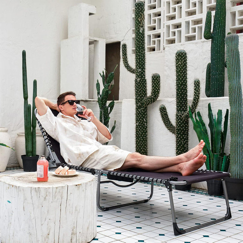 Arlmont & Co. Folding Adjustable Patio Chaise Lounges for Pool, Deck ...