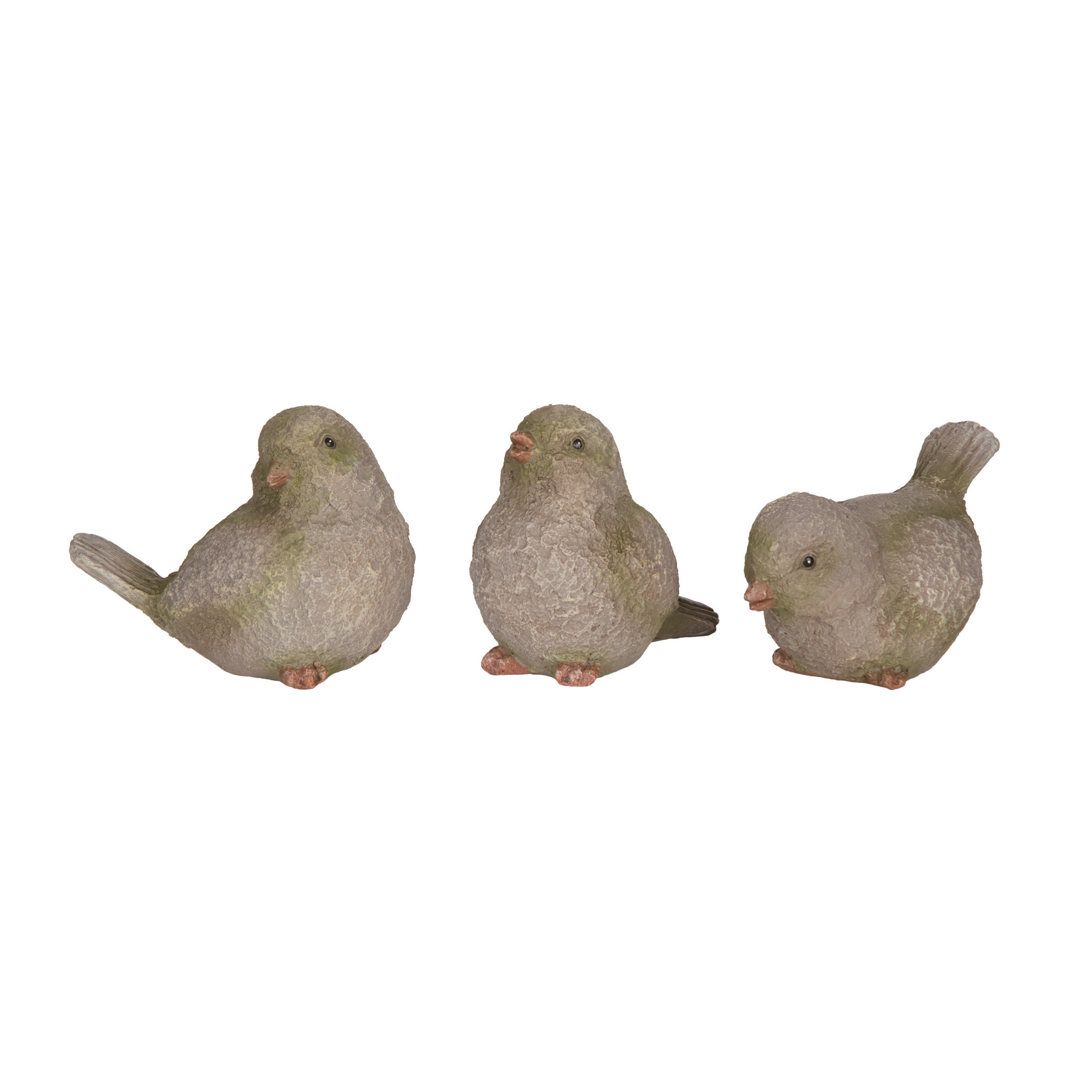 Lark Manor Medium Resin Mossy Bird Set of 3 Spring Home Decorations ...