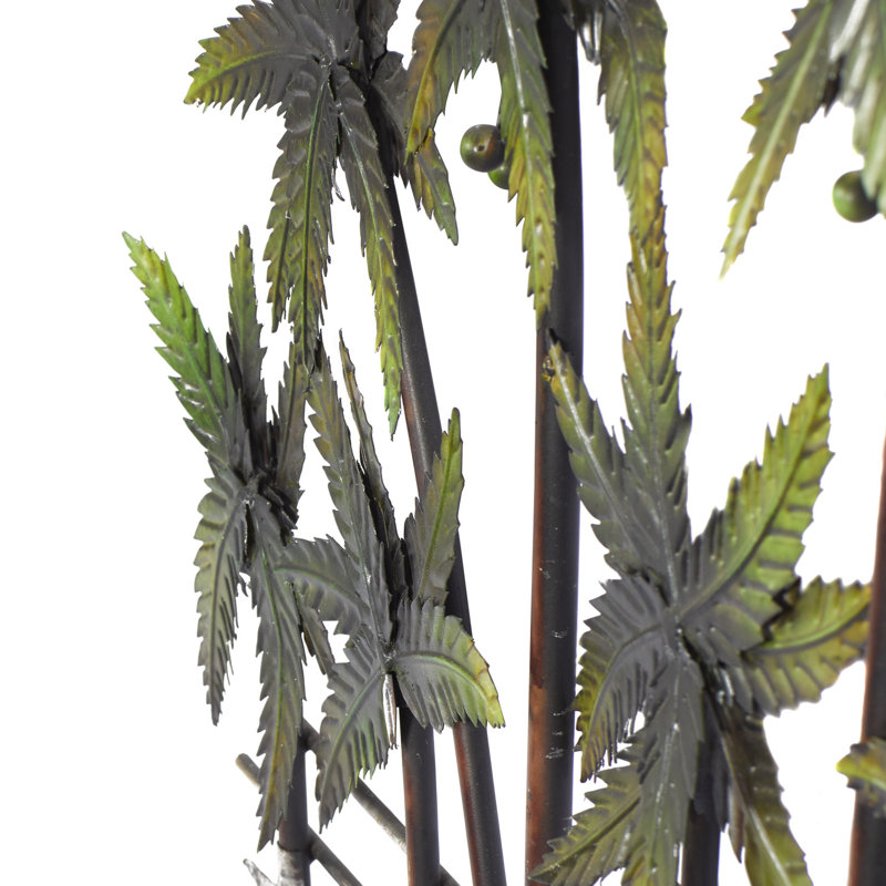 Bay Isle Home™ Metal Indoor Outdoor Palm Tree Green Wall Decor ...