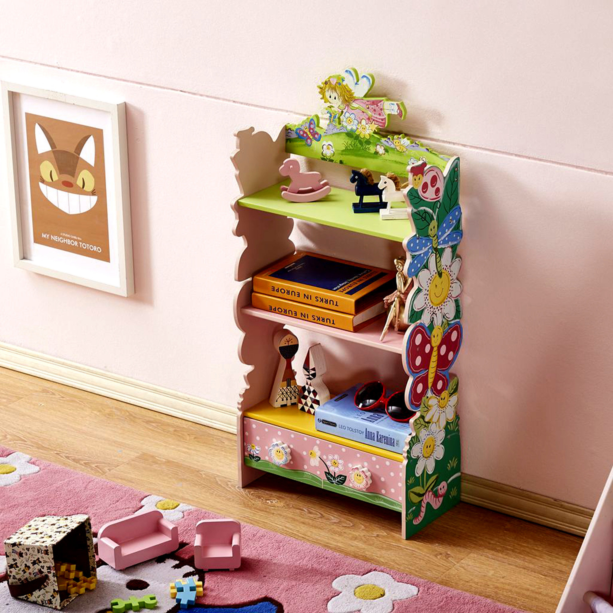 Gemma Violet 3 Tier Flower Bookcase With Drawers | Wayfair