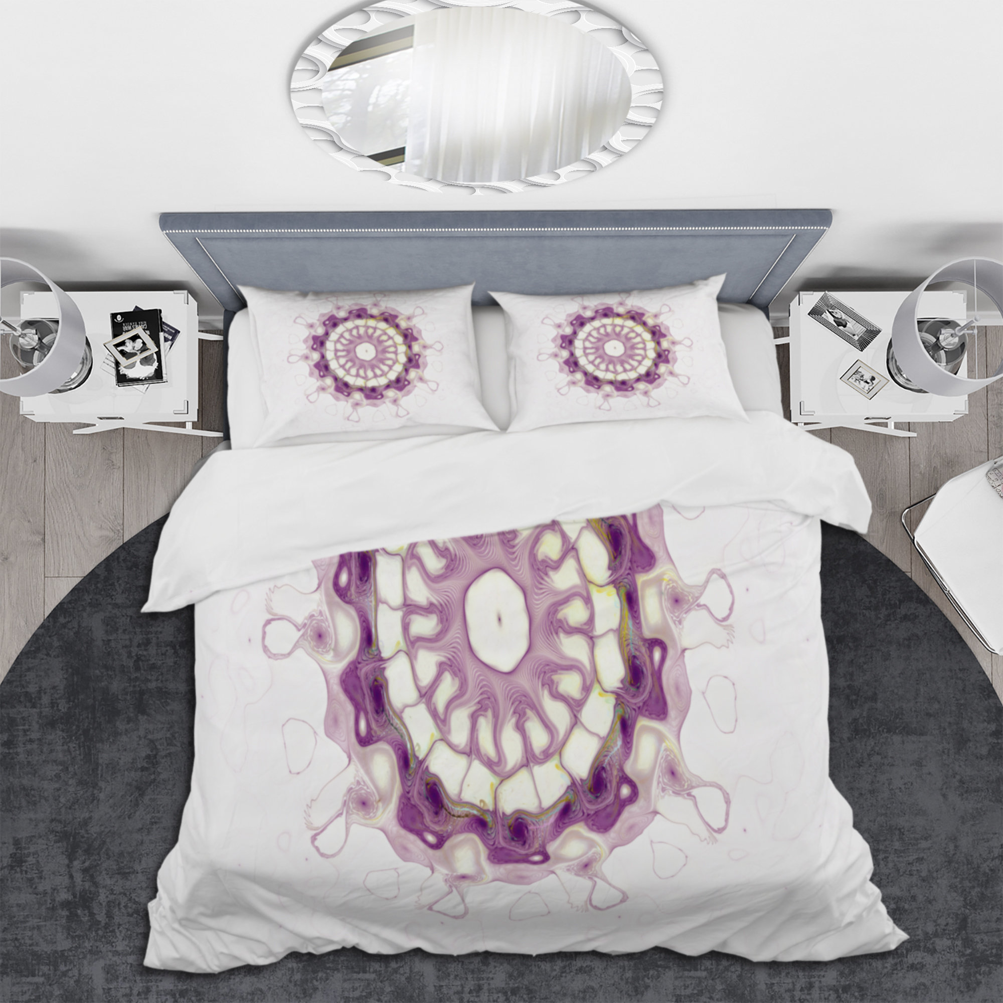 Design Art Pink Futuristic Mandala - Modern Duvet Cover Set ...