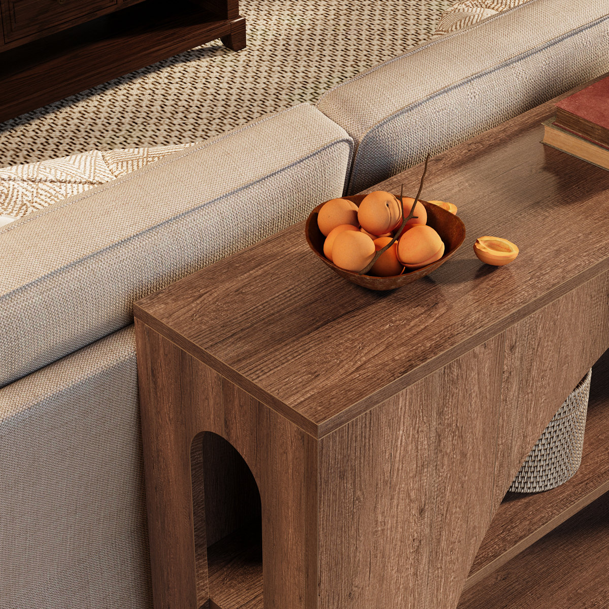 Gracie Oaks Farmhouse 55" Console Table with Storage & Reviews | Wayfair