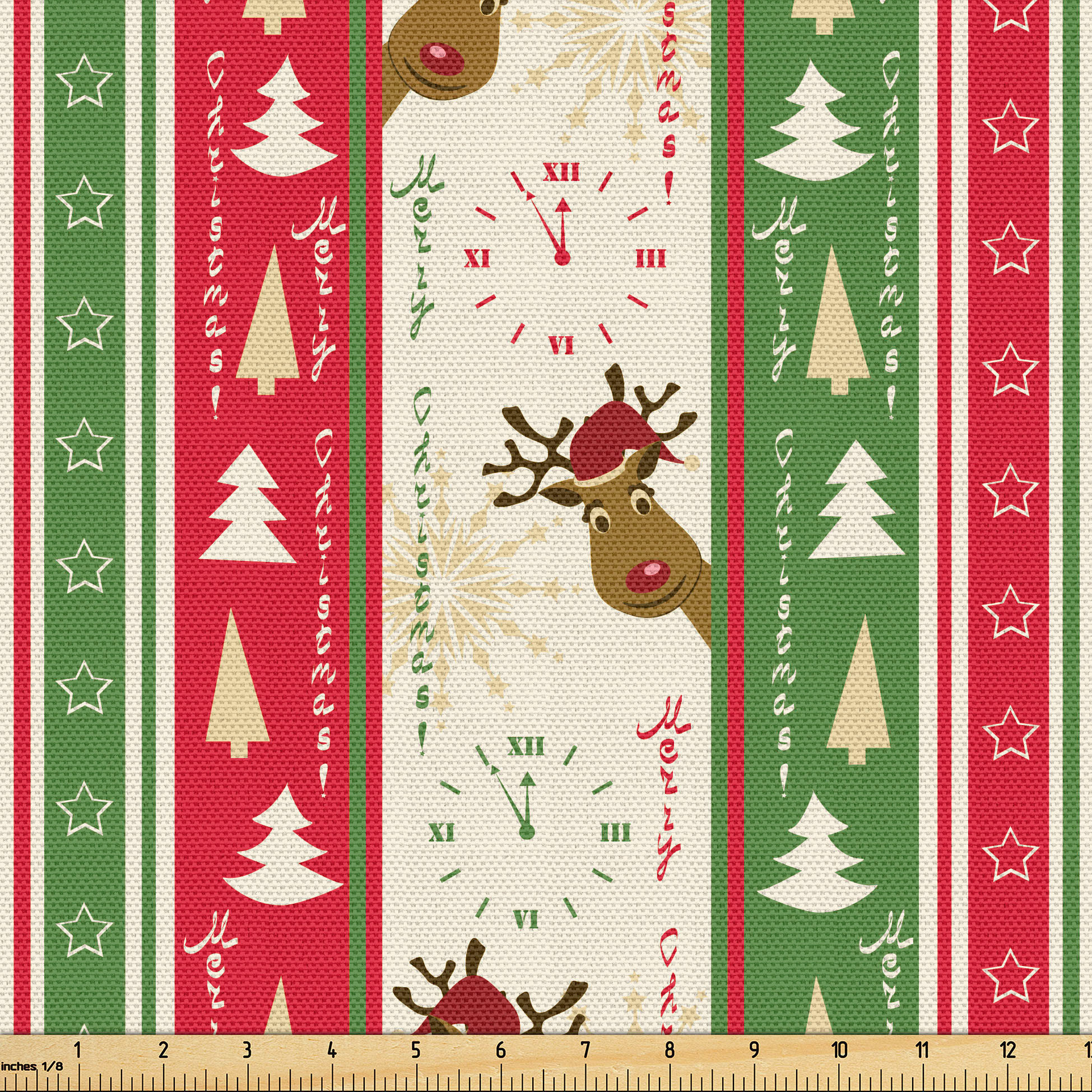 The Seasonal Aisle Alhanouf Deer Pines Borders Fabric | Wayfair.co.uk