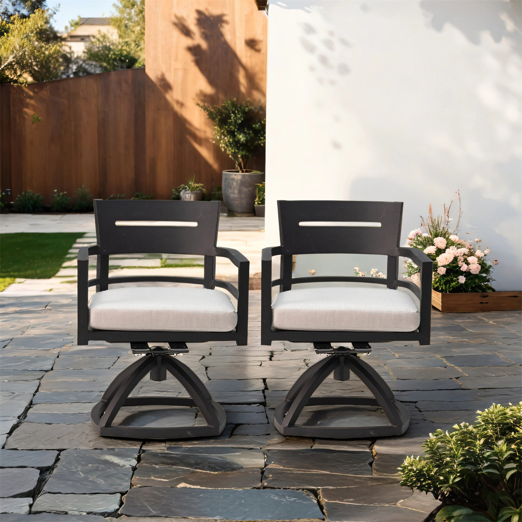 Red Barrel Studio® Outdoor Patio Aluminum Swivel Rocker 2PCS With ...