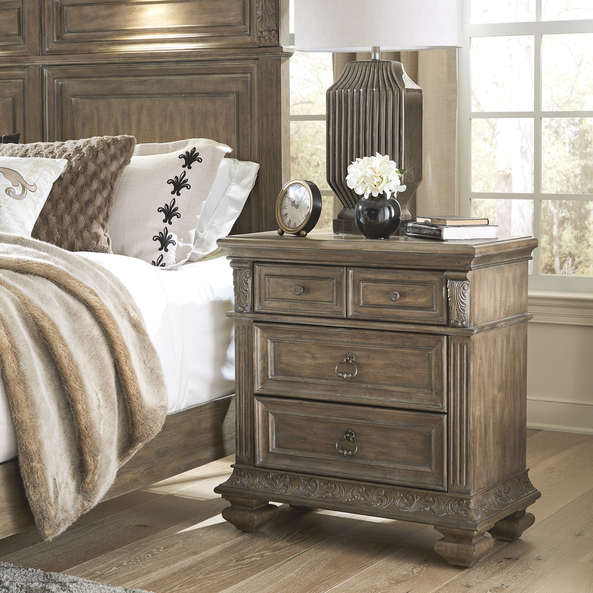 Dynoson Carlisle Court Bedside Night Stand With Charging Station | Wayfair