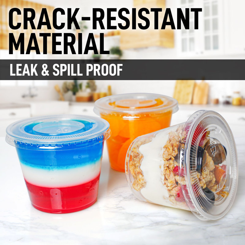 Zulay Kitchen Clear Jello Shot Cups with Lids (5.5 Ounce, 200 Cups ...