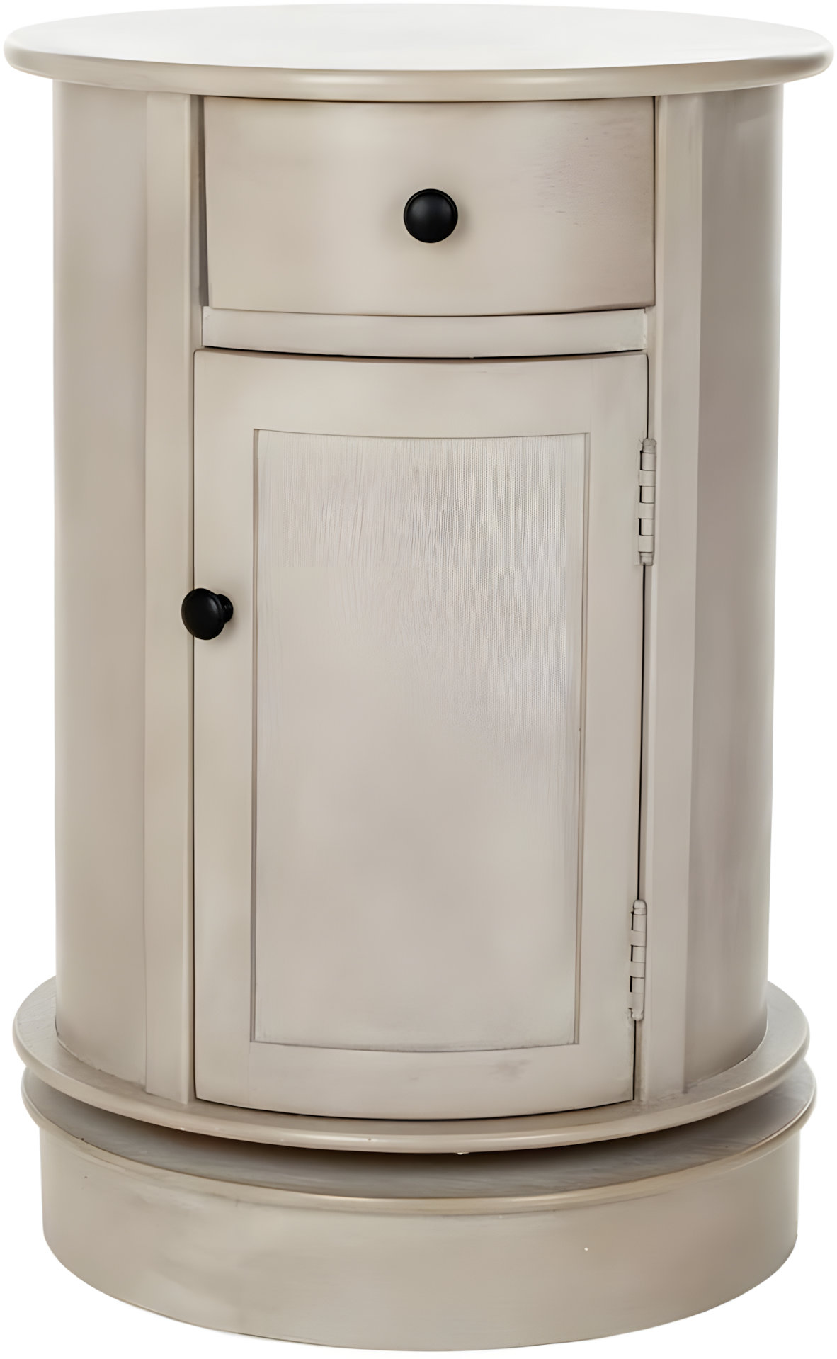 One Allium Way® Vintage Grey Oval Swivel Storage End Table With Pull ...