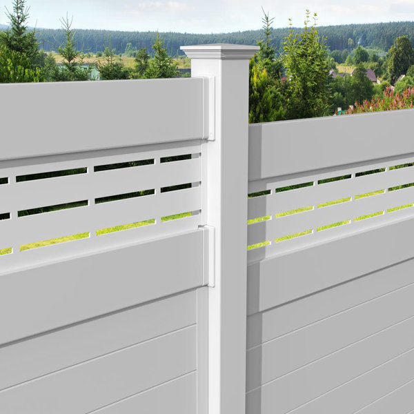 Barrette Outdoor Living Horizontal Fence Boardwalk White Vinyl Panel ...