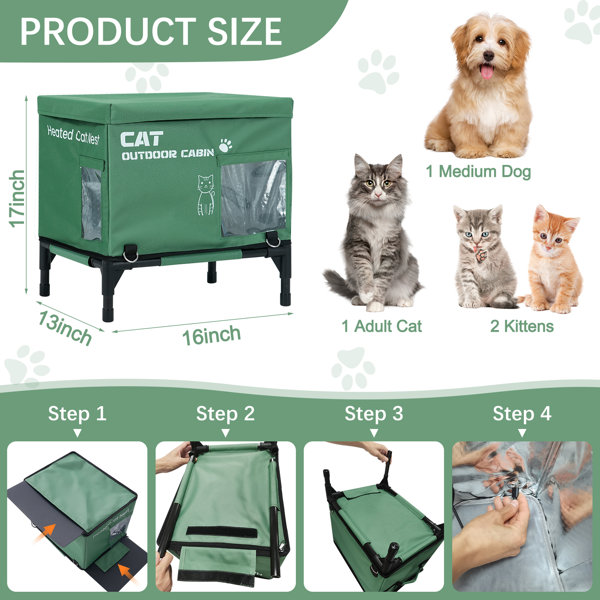 Tucker Murphy Pet™ Heated Cat House With Two-sided Escape Door ...