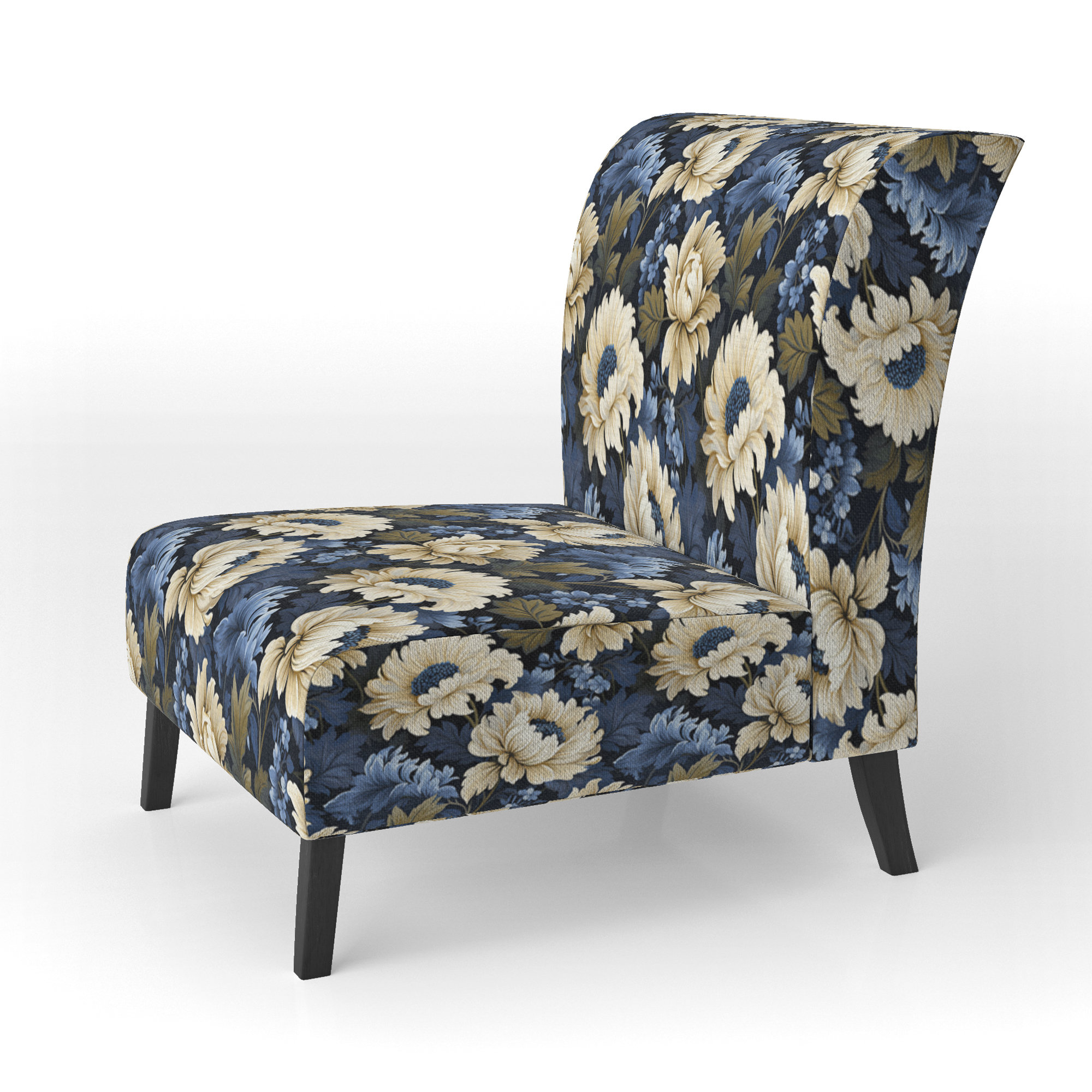 Bungalow Rose Beige And Blue Damask Flower Nostalgia - Upholstered ...