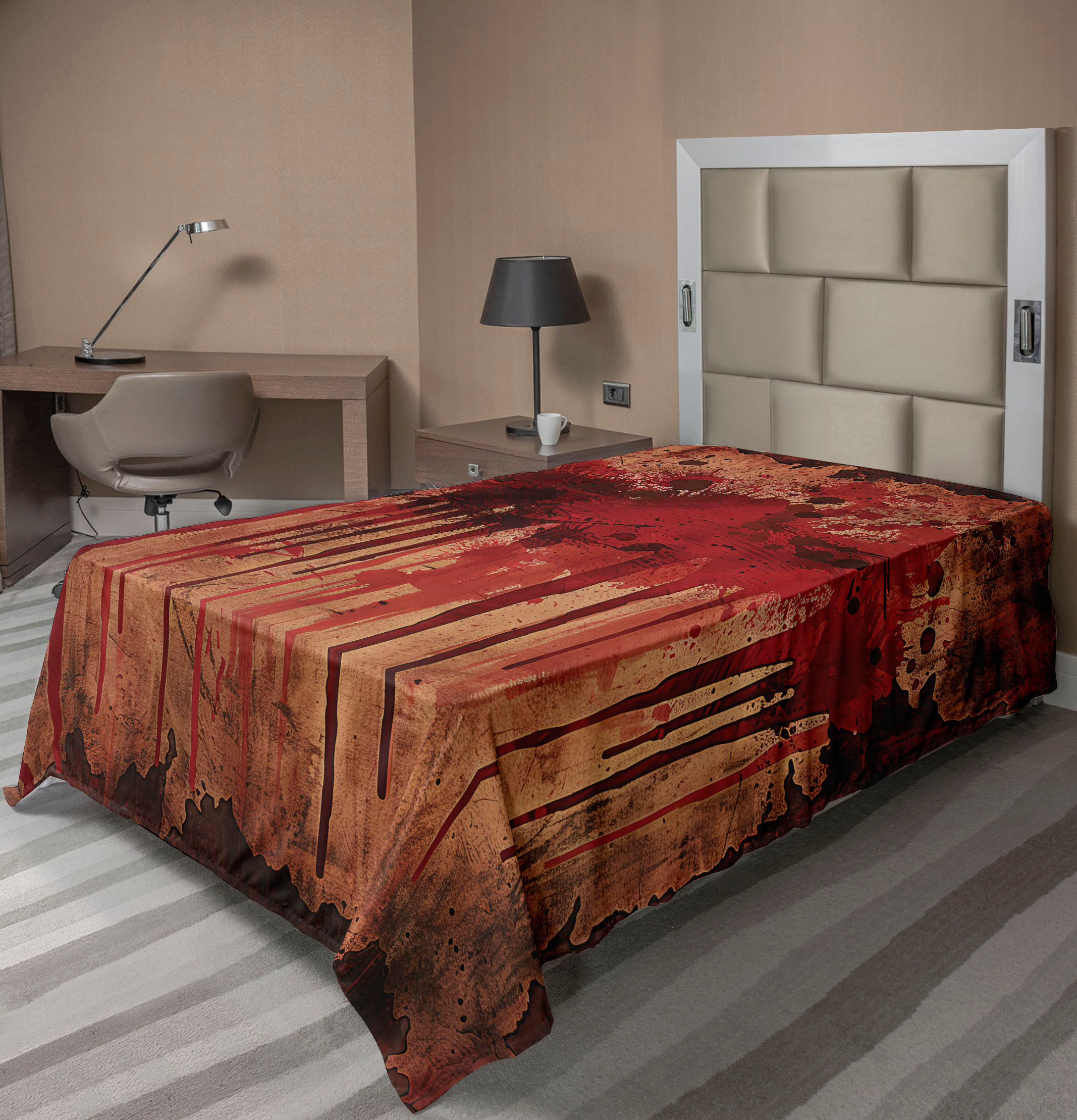 Ambesonne Halloween Top Flat Sheet Rustic Blood Splatter Dark Coral ...