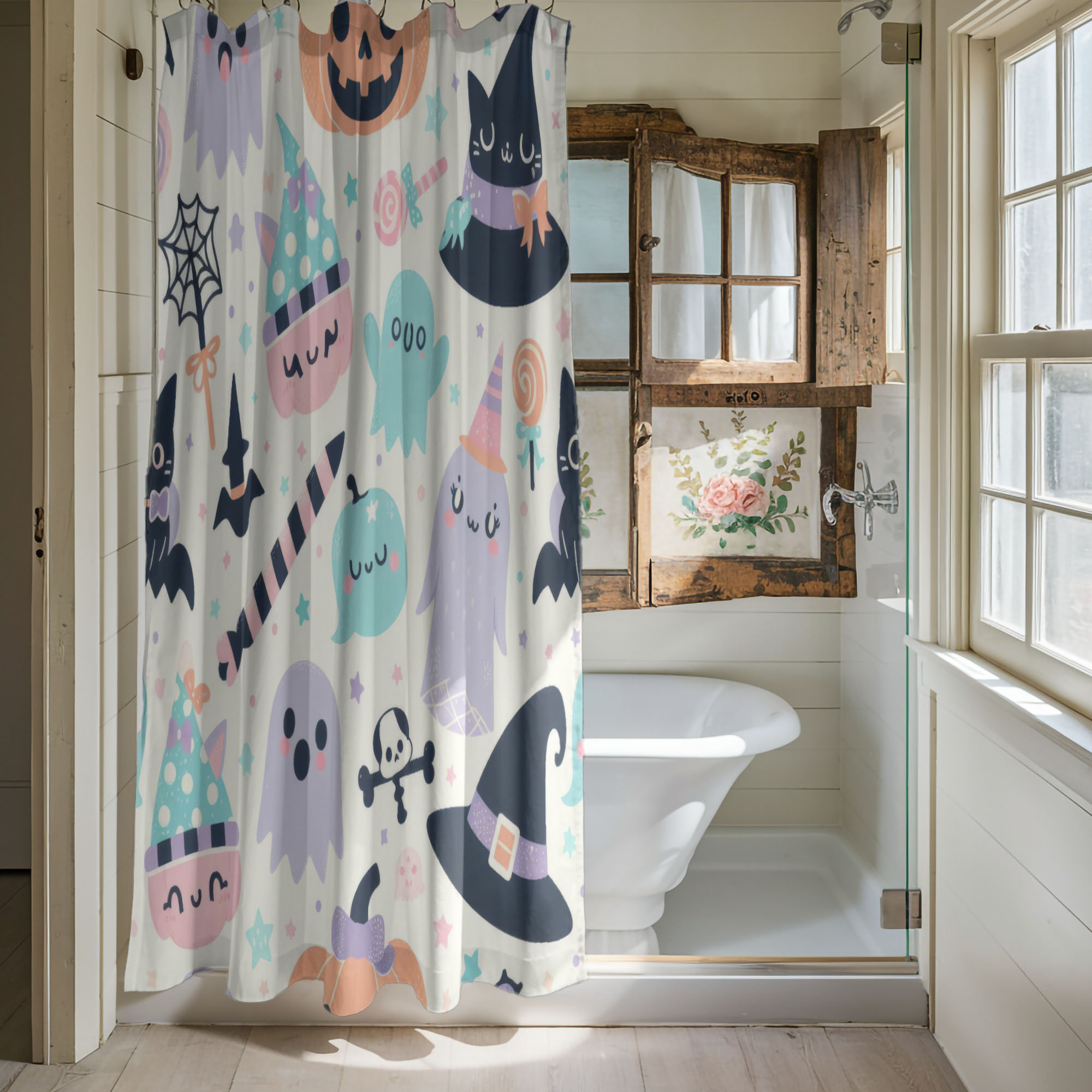 The Holiday Aisle® Soft Phantom Glow - 1 Piece Standard Shower Curtain ...