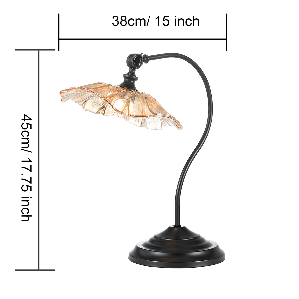 Alcott Hill® 17.75"H Flower Petals Glass Shade Traditional Desk Lamp ...