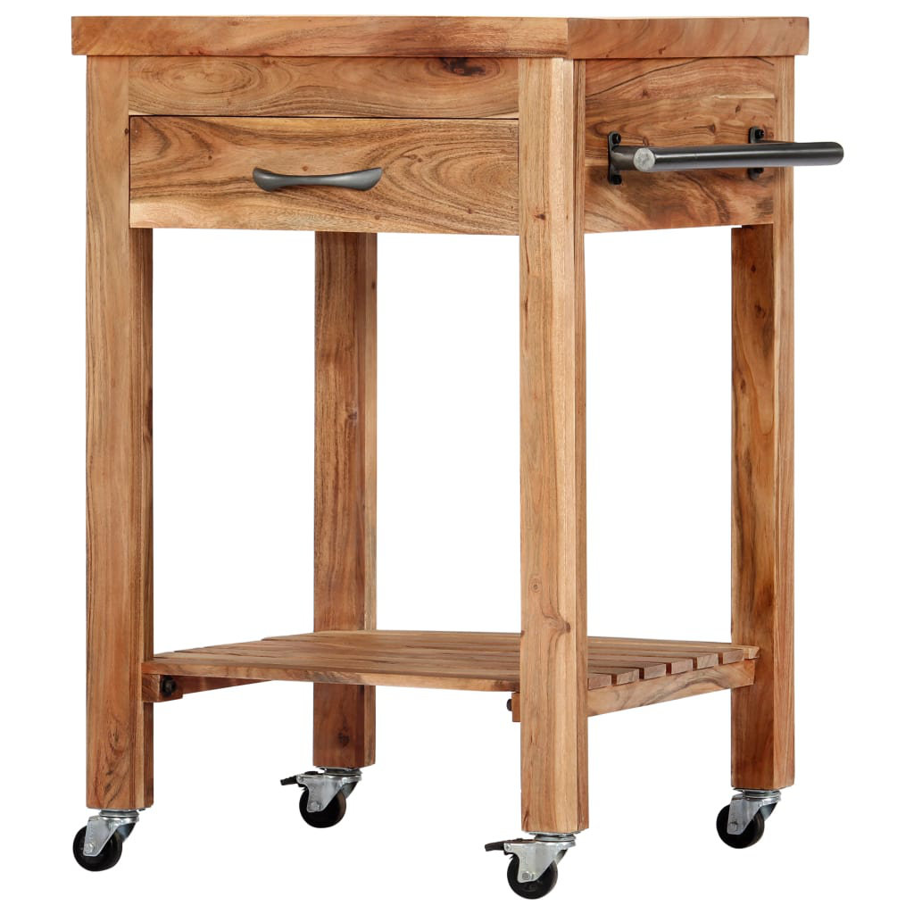 Millwood Pines Kitchen Trolley 22.8"X22.8"X35" Solid Wood Acacia | Wayfair