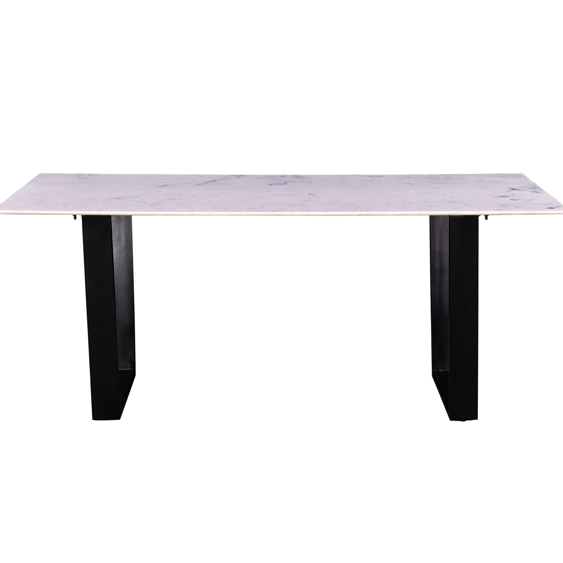 Ivy Bronx Rectangular Dining Table With Marble Surface, White Iron Legs ...