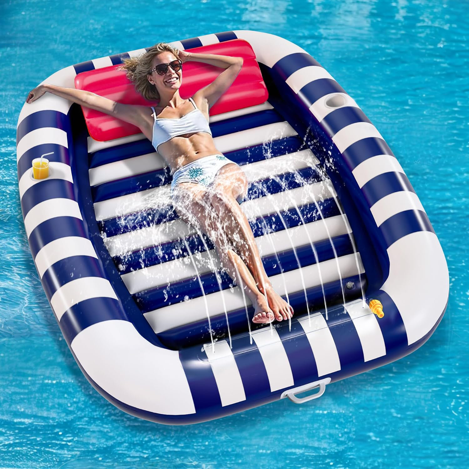 Utibia Pool Wave Inflatable Pool Lounger Float, 80" x 66" Large Tanning ...