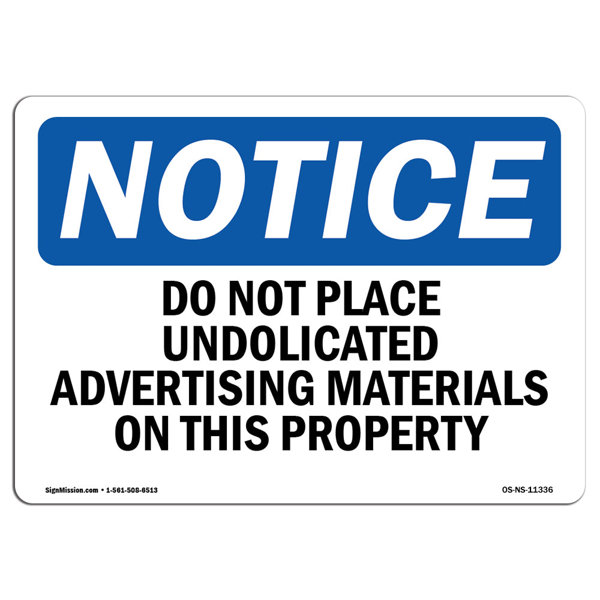 SignMission Do Not Place Unsolicited Advertising Materials Sign | Wayfair