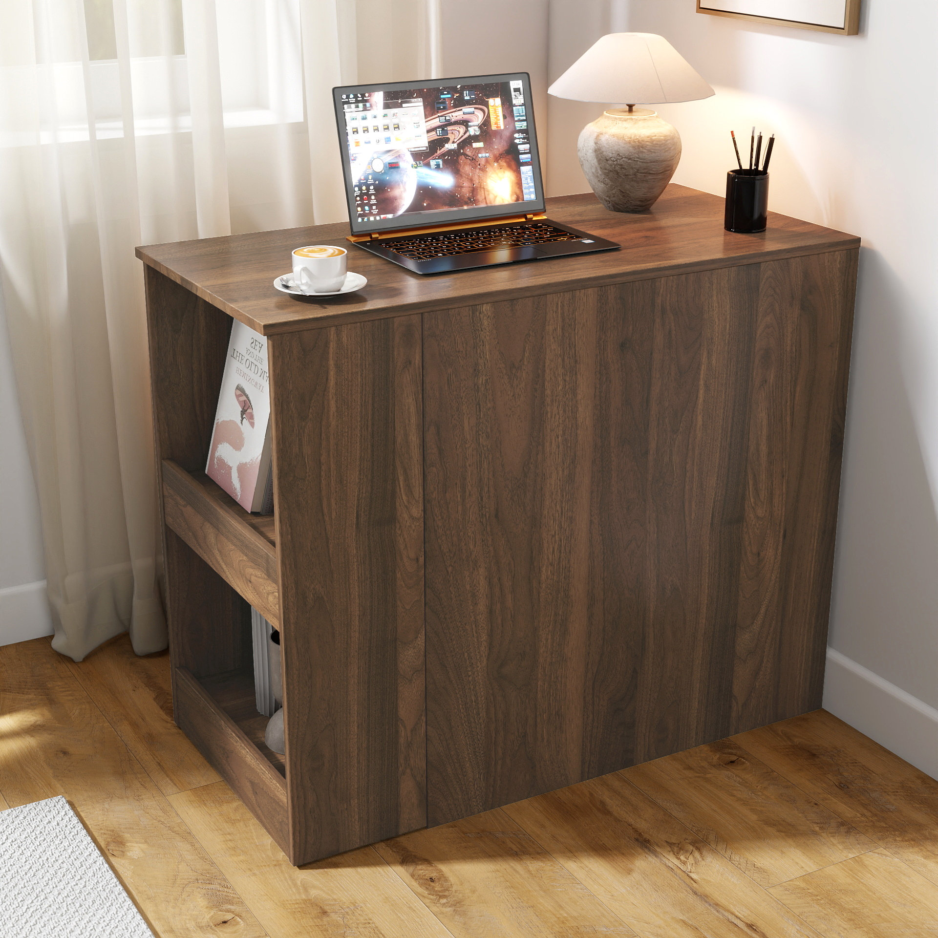 NFusion Kenneth Extendable Computer Desk with Drawers & Shelf | Wayfair