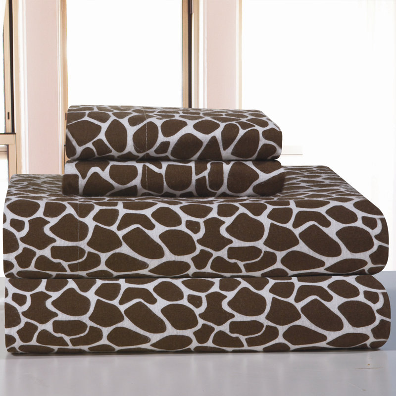 Pointehaven Heavy Weight Giraffe Animal Print 100% Cotton Flannel Sheet ...