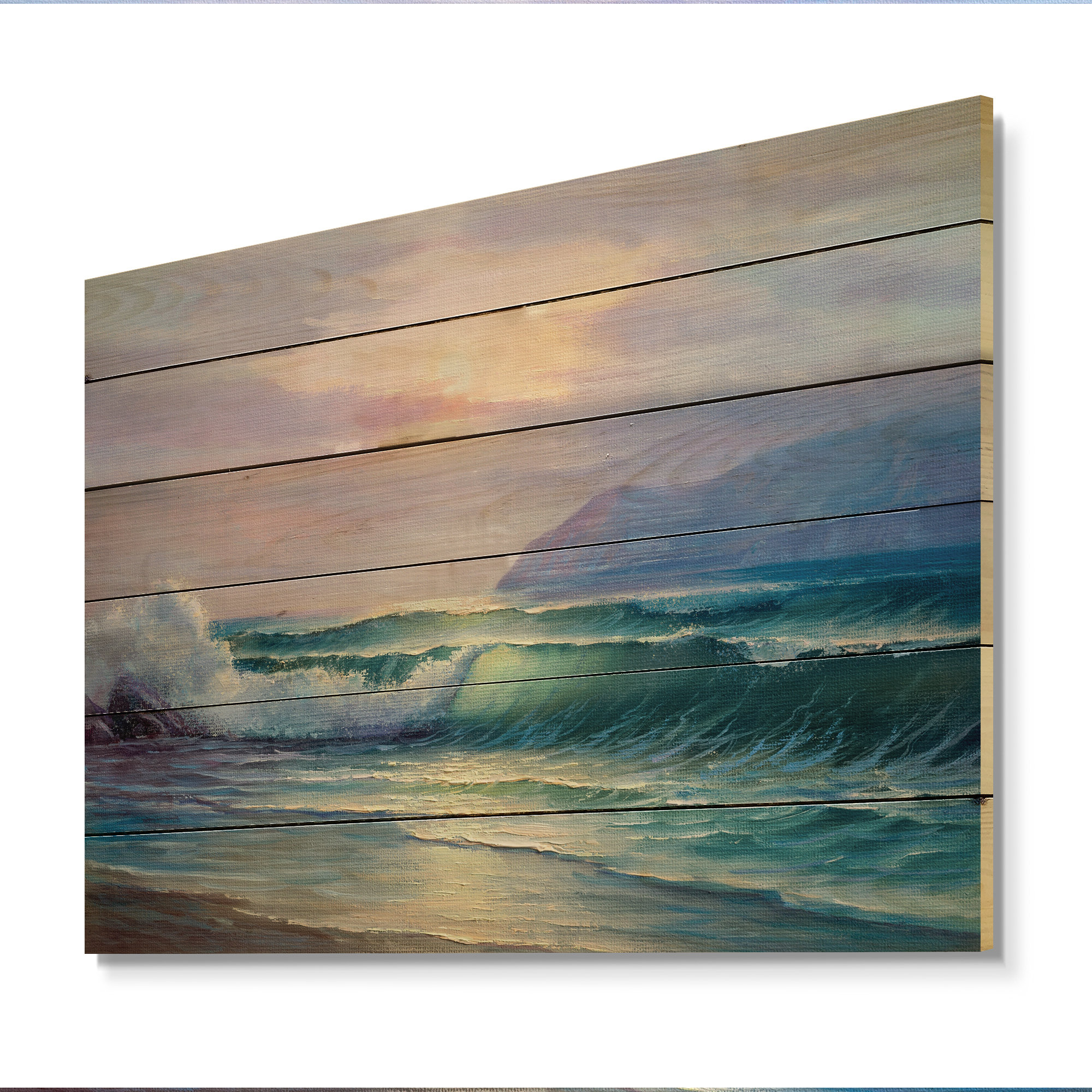 Highland Dunes Beautiful Green Ocean Sunset And Waves - Nautical ...